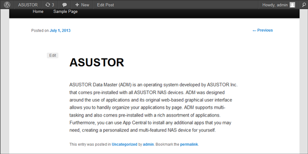 WordPress - ASUSTOR NAS