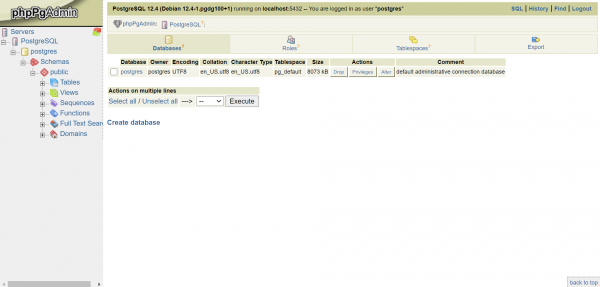 phpPgAdmin - ASUSTOR NAS