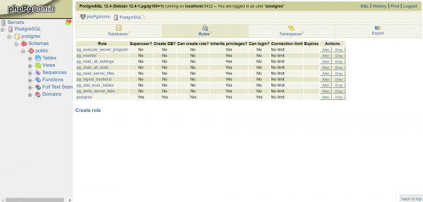 phpPgAdmin - ASUSTOR NAS