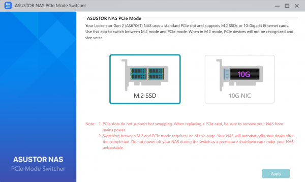 ASUSTOR NAS PCIe Mode Switcher - ASUSTOR NAS
